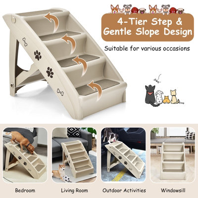 Costway Foldable Dog Step Lightweight Access Portable Pet Stairs W/ Non ...