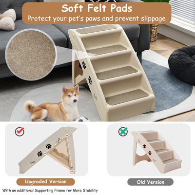 Costway Foldable Dog Step Lightweight Access Portable Pet Stairs W/ Non ...