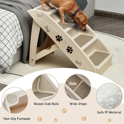 Costway Foldable Dog Step Lightweight Access Portable Pet Stairs W/ Non ...