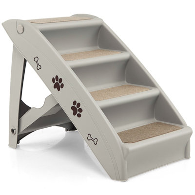Costway Foldable Dog Step Lightweight Access Portable Pet Stairs W/ Non ...