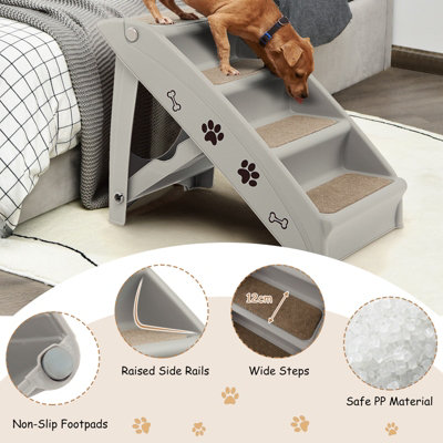 Costway Foldable Dog Step Lightweight Access Portable Pet Stairs W/ Non ...