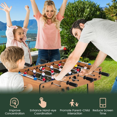 COSTWAY Foldable Football Table Space Saving Table Scoreboard w/ 2 ...