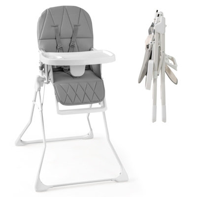 Costway Foldable High Chair Easy Clean Compact Highchair with Tray-Gray
