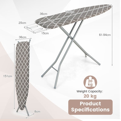 Costway Foldable Ironing Board W/ Extra Ironing Board Cover Height ...