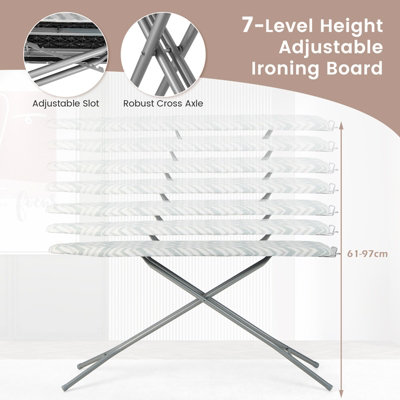 Costway Foldable Ironing Board W/ Extra Ironing Board Cover Height ...