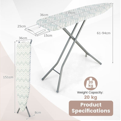 COSTWAY Foldable Ironing Board W/ Extra Ironing Board Cover Height ...