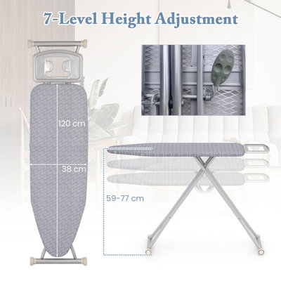 COSTWAY Foldable Steam Station Table 120 x 38 cm Iron Board with Cover ...