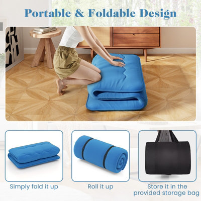 Costway Foldable Tatami Mat Floor Futon Mattress Roll up Sleeping Pad w Washable Cover Small Double