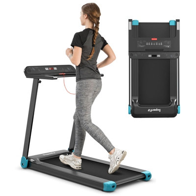 COSTWAY Foldable Treadmill Home Compact Walking Running Machine-Navy