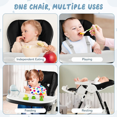 Costway Folding Baby High Chair Adjustable Convertible High Chair W ...