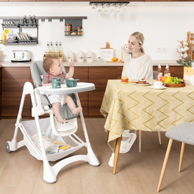 Costway Folding Baby High Chair Adjustable Convertible High Chair W ...