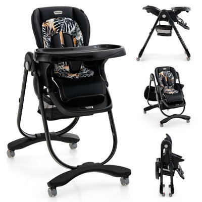 Costway Folding Baby High Chair Height Adjustable Convertible High ...