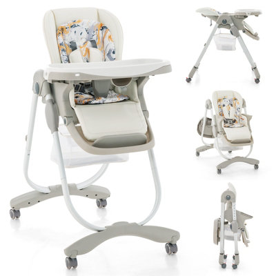 Costway Folding Baby High Chair Height Adjustable Convertible High ...
