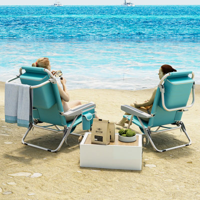 Costway Folding Backpack Beach Chair Outdoor Aluminum Lay Flat Camping ...