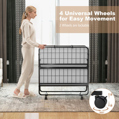 Costway Folding Bed Rollaway Guest Bed Fold up Sleeper Bed W 10cm Memory Foam Mattress