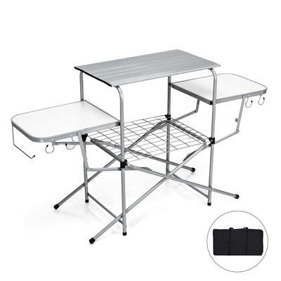COSTWAY Folding Camping Table Aluminum Picnic Table W/ 2 Extended ...