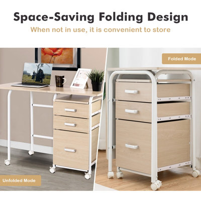 Costway Folding Computer Desk Wheeled PC Laptop Table Writing ...