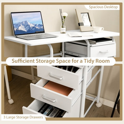 Costway Folding Computer Desk Wheeled PC Laptop Table Writing ...