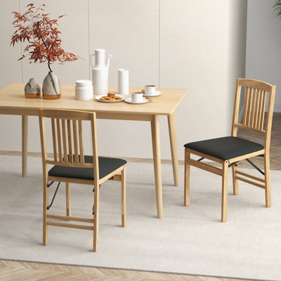 Costway Folding Dining Chairs Set of 2 Foldable Upholstered Kitchen Chairs