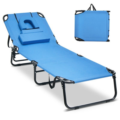 Costway Folding Face Down Tanning Chair Adjustable Beach Lounge Chair W ...