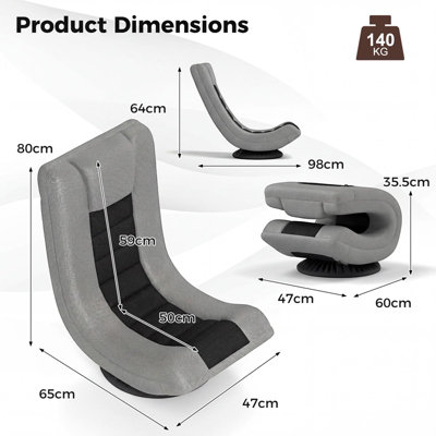 COSTWAY Folding Floor Chair 360 Swivel Gaming Chair with 4-Position ...