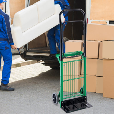 Costway Folding Hand Truck Height Adjustable Heavy Duty Steel 90kg ...