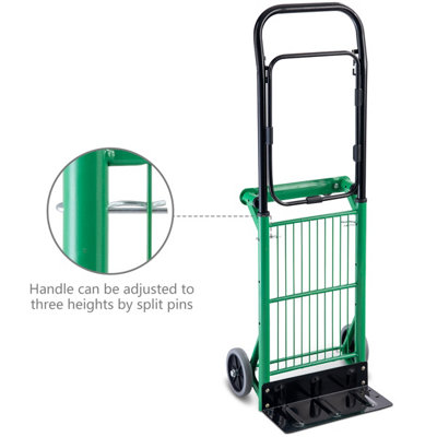 Costway Folding Hand Truck Height Adjustable Heavy Duty Steel 90kg ...