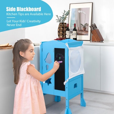 Costway Folding Kids Kitchen Step Stool Height Adjustable Toddler ...