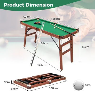 COSTWAY Folding Pool Table Set Portable Billiards Table Game w ...