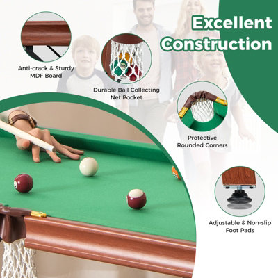 COSTWAY Folding Pool Table Set Portable Billiards Table Game w ...