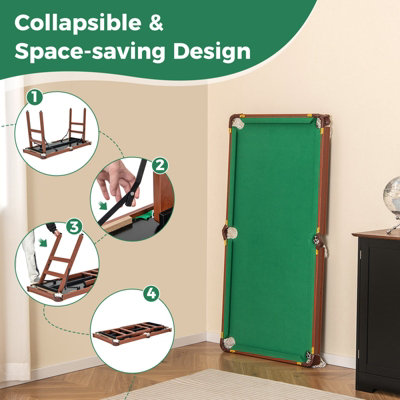 COSTWAY Folding Pool Table Set Portable Billiards Table Game w ...