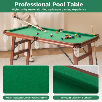 COSTWAY Folding Pool Table Set Portable Billiards Table Game w ...