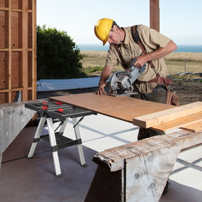 Portable sawhorse table store