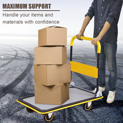 Costway Folding Push Cart Dolly Moving Hand Truck Rolling Flatbed ...