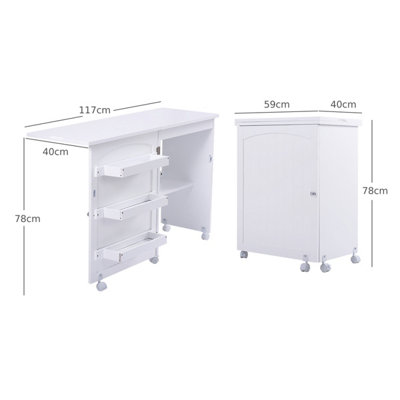Costway Folding Sewing Table 2 IN 1 Rolling Craft Table Home Office ...
