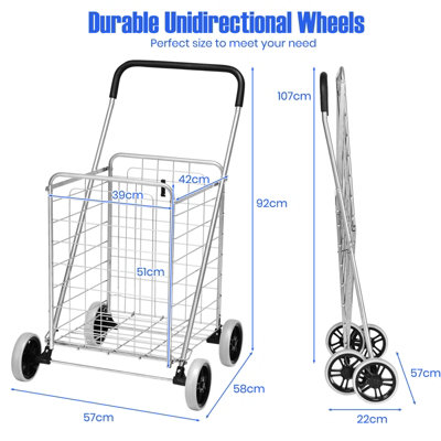 Costway Folding Shopping Cart Portable Utility Grocery Versatile ...