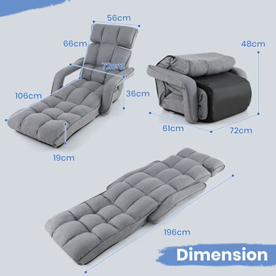 Costway Folding Sofa Chair 6 Positions Adjustable Floor Lazy Chair with ...