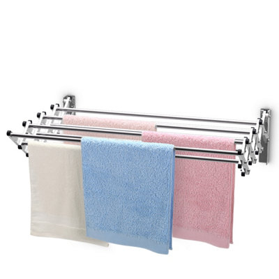 Costway Folding Wall Mounted Laundry Drying Rack Clothes Airer ...