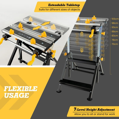 Costway Folding Work Table Portable Workbench with Tiltable Platform 7 ...