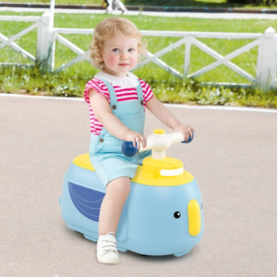COSTWAY Foot-to-Floor Sliding Car Toddler Ride on Toy with Trailer-Blue