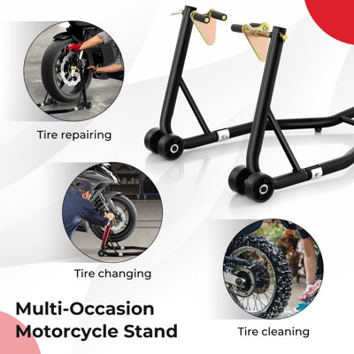 Costway Front Wheel Motorcycle Stand Highly Stable Universal Paddock ...