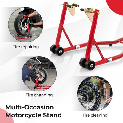 Costway Front Wheel Motorcycle Stand Highly Stable Universal Paddock ...