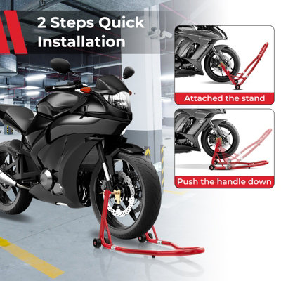 Costway Front Wheel Motorcycle Stand Highly Stable Universal Paddock ...