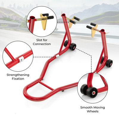 Costway Front Wheel Motorcycle Stand Highly Stable Universal Paddock ...