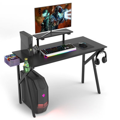 Costway Gaming Desk Ergonomic Shaped Computer Table K-Shaped | DIY at B&Q