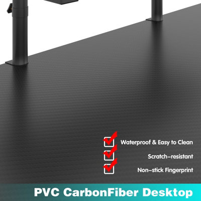 Costway Gaming Desk Ergonomic Shaped Computer Table K-Shaped