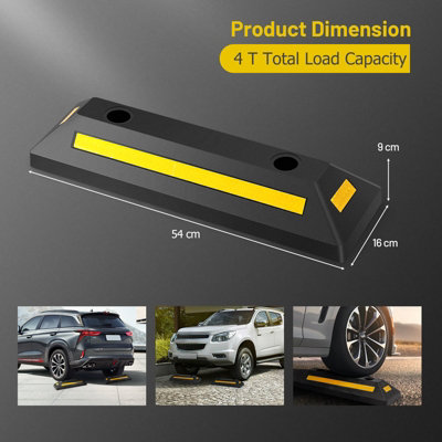 Costway Garage Vehicle Floor Stopper 2 Pack Durable &Heavy Duty Rubber ...