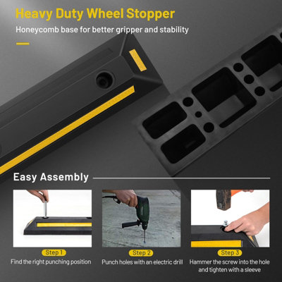 Costway Garage Vehicle Floor Stopper 2 Pack Durable &Heavy Duty Rubber ...