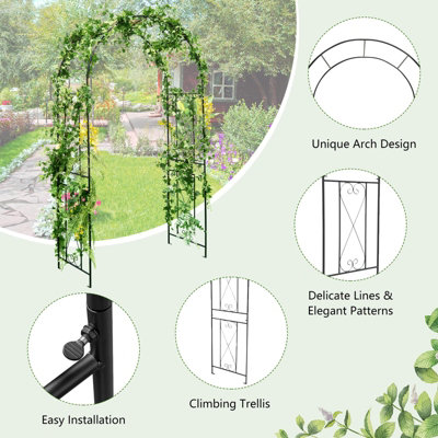 Costway Garden Arch Metal Frame Decoration Trellis Stand Vines Climbing ...