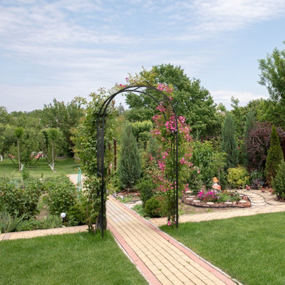 Costway Garden Arch Metal Frame Decoration Trellis Stand Vines Climbing ...